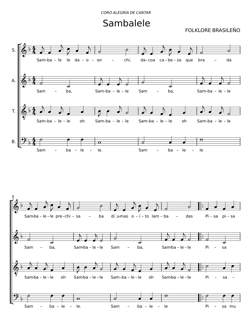 Sambalele Sheet music for Synthesizer (Mixed Quartet) | Musescore.com