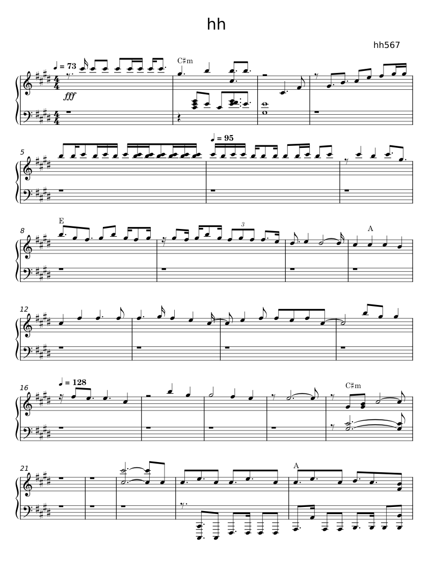 hh Sheet Music with Chords for Piano (Solo) | MuseScore.com
