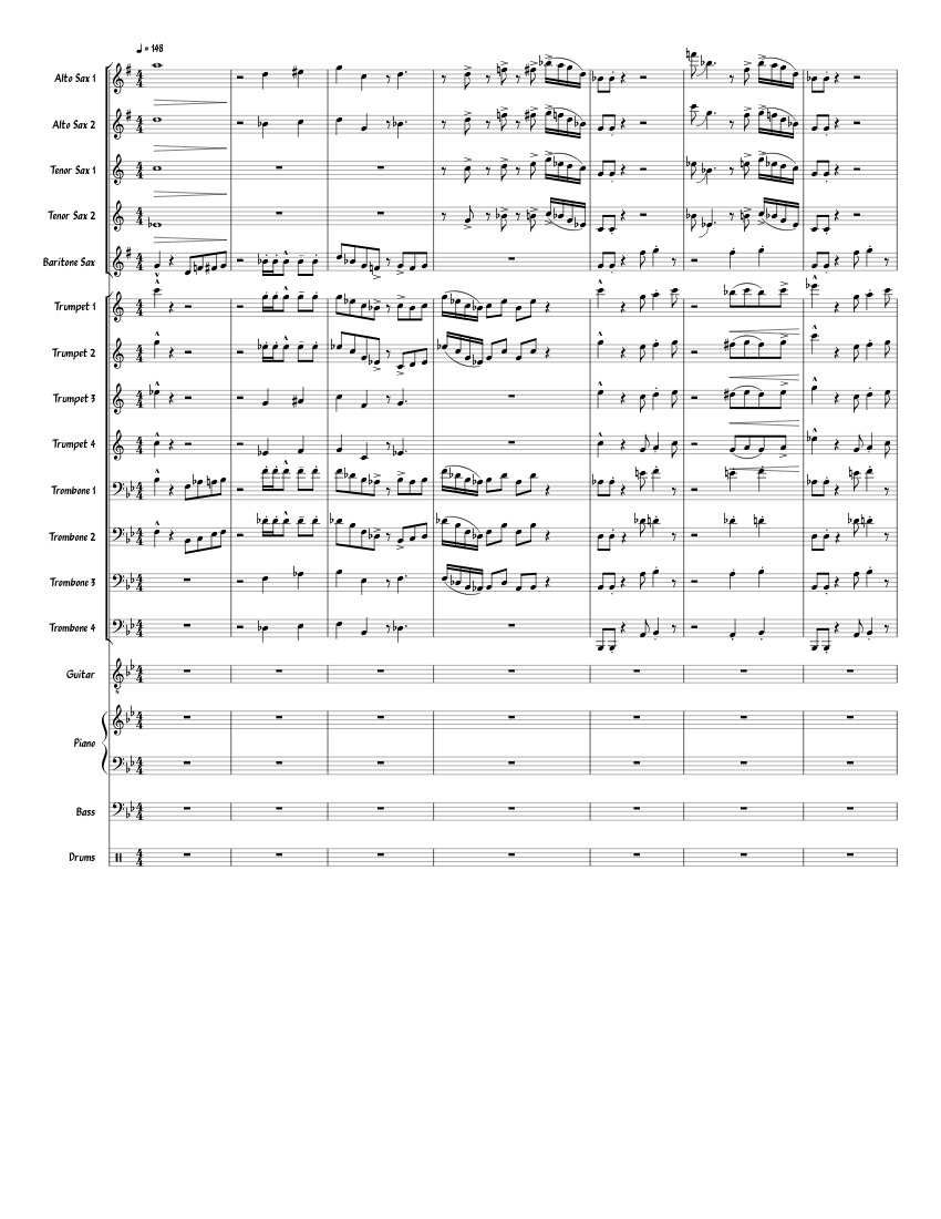 jazzzz Sheet music for Piano, Trombone, Saxophone alto, Saxophone tenor ...