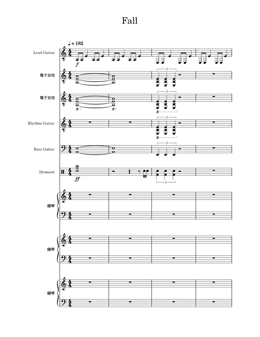 Fall Sheet music for Piano, Guitar, Bass guitar, Drum group (Mixed ...