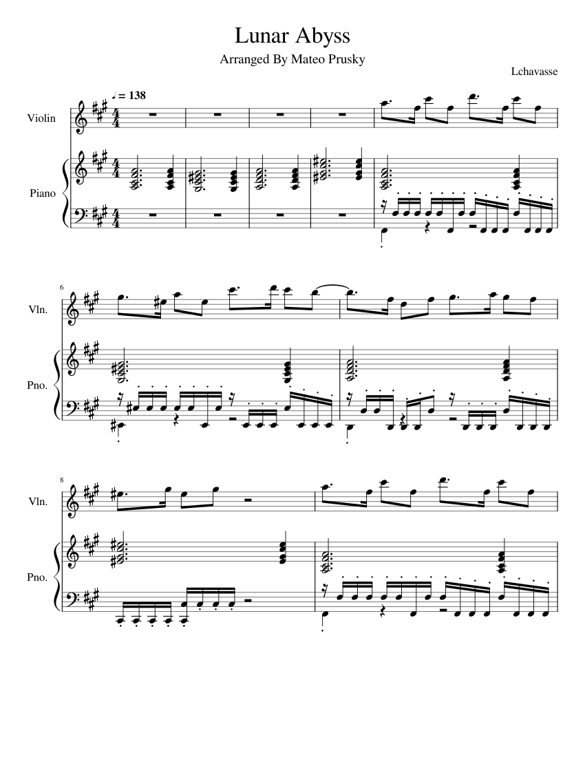 Lunar Abyss WIP Sheet Music for Piano, Violin (Solo) | MuseScore.com