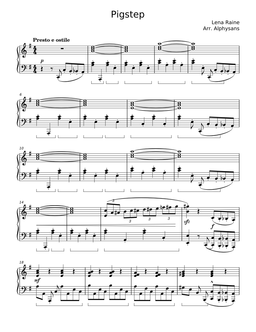 Pigstep - Lena Raine Sheet music for Piano (Piano Duo) | Musescore.com