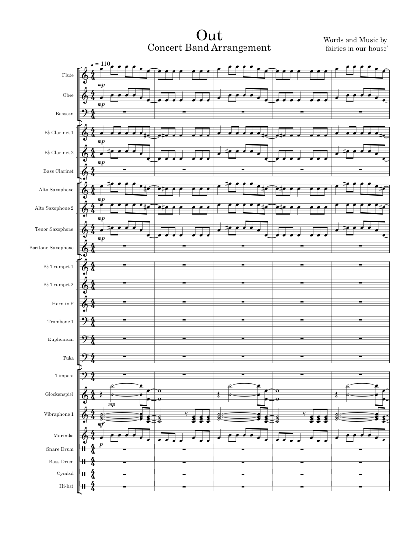 Out – fairies in our house | Concert Band Arrangement Sheet music for Trombone, Tuba, Flute ...
