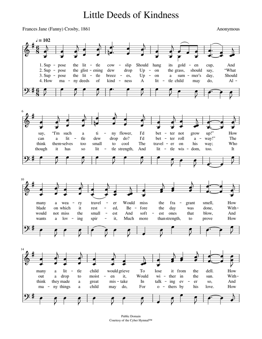 Little deeds of kindness - Anonymous. Sheet music for Piano (Piano Duo ...