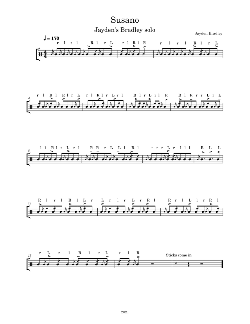Susano Sheet music for Snare drum (Solo) | Musescore.com