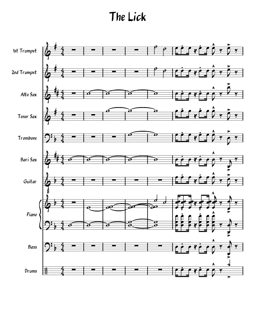 The Lick Sheet music for Piano, Trombone, Saxophone alto, Saxophone ...