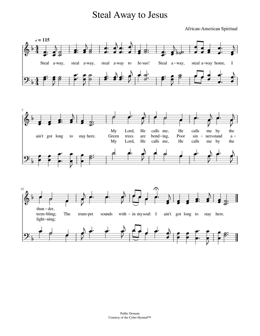 Steal away to jesus - African-American spiritual. Sheet music for Piano ...