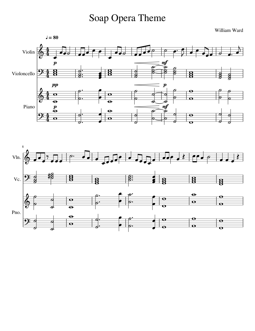 William s Composition - Soap Opera Theme Sheet music for Piano, Violin ...