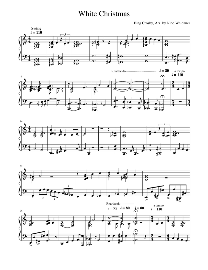 White Christmas piano Sheet music for Piano (Solo) | Musescore.com