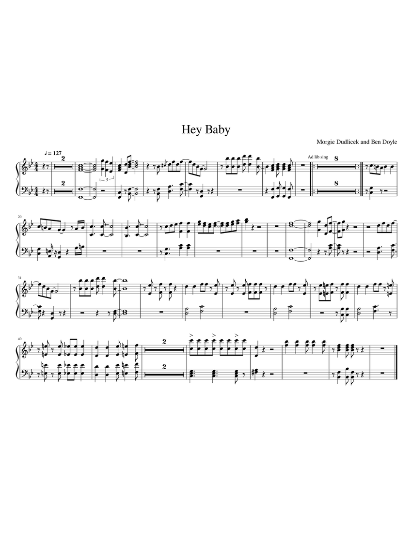 Hey Baby Sheet music for Piano (Solo) Easy | Musescore.com