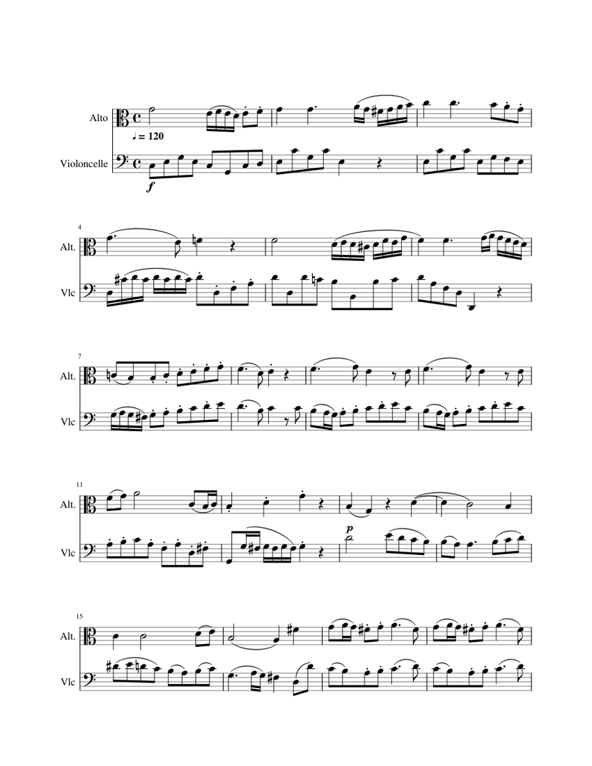 BEETHOVEN viola Cello Duet WoO.27/1 Sheet music for Viola, Cello ...