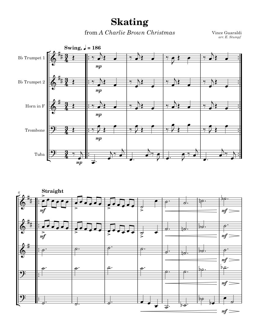 Skating – Vince Guaraldi Skating Sheet music for Trombone, Tuba, French ...