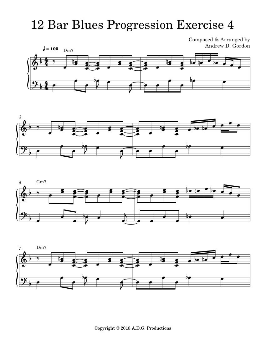12 Bar Blues Progression Exercise 4 – Andrew D. Gordon Sheet music for ...