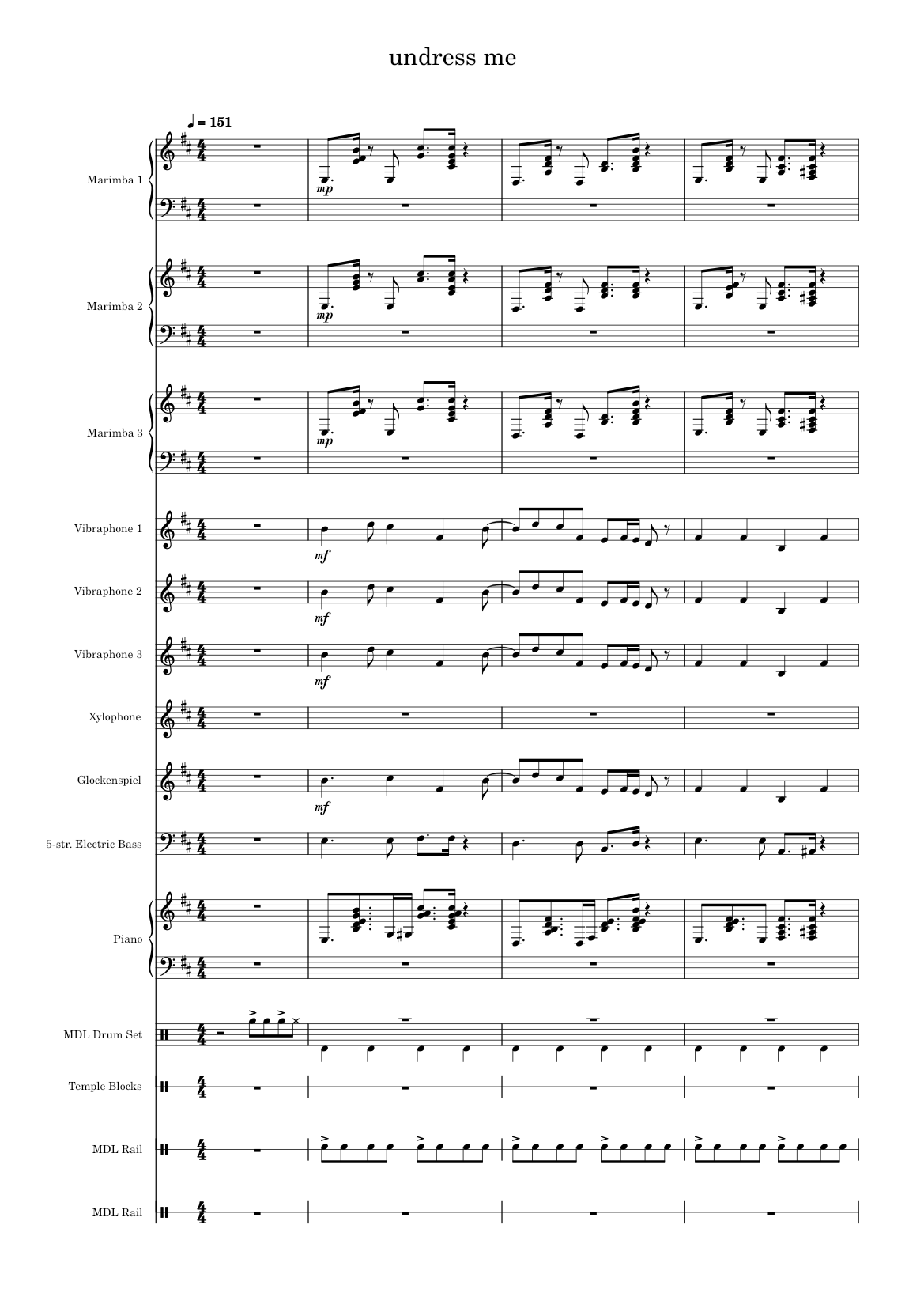Undress me – Co Shu Nie Sheet Music for Piano, Vibraphone, Glockenspiel ...
