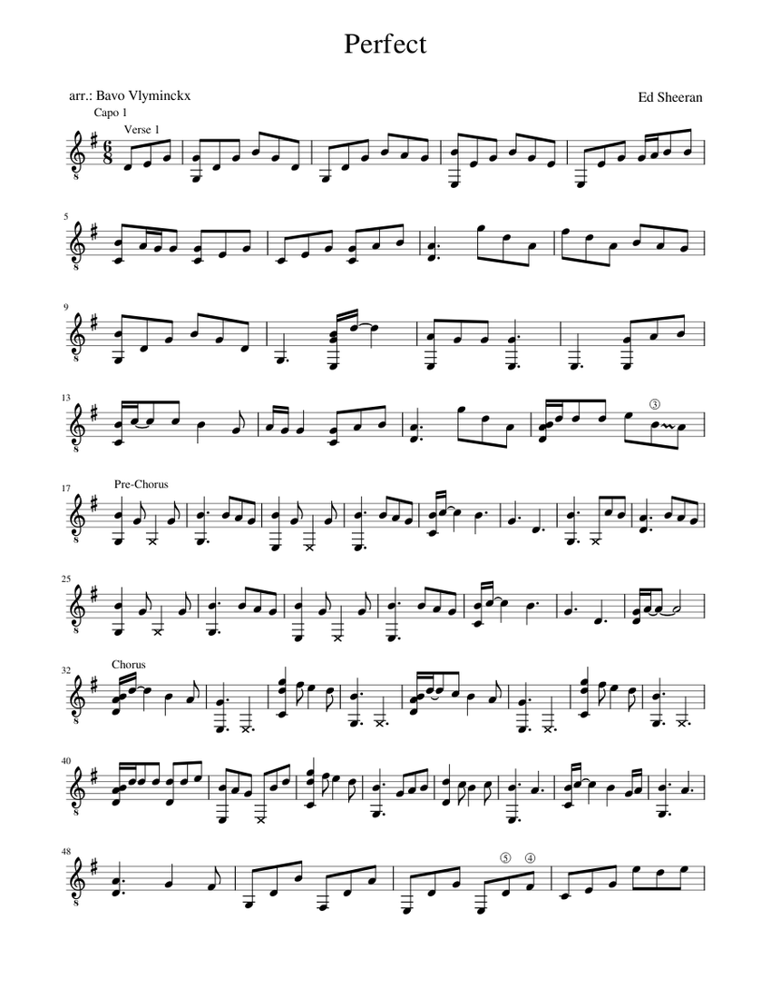 Perfect, Ed Sheeran Sheet music for Guitar (Solo) | Musescore.com