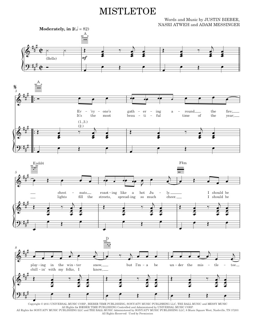 Play Official version of Mistletoe Sheet Music by Justin Bieber for ...