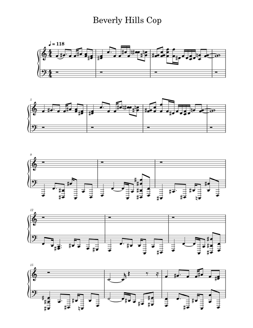 Axel F (Beverly Hills Cop Theme) – Harold Faltermeyer Sheet music for ...