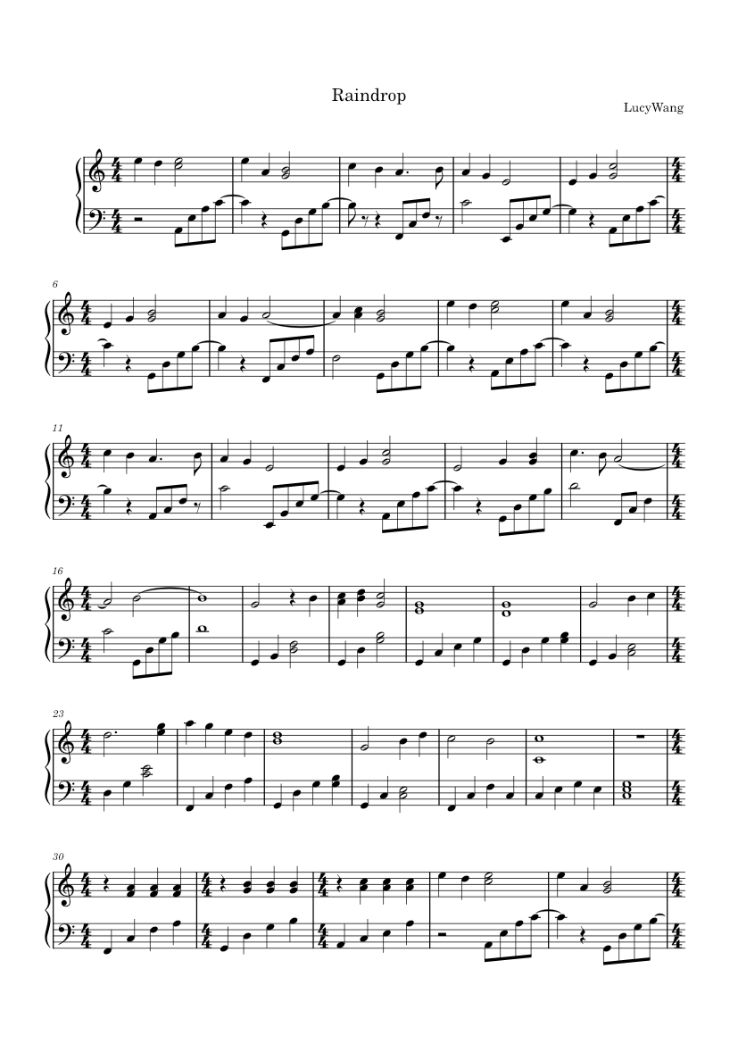 Raindrops keep fallin on my head – Burt Bacharach Raindrop Sheet Music ...