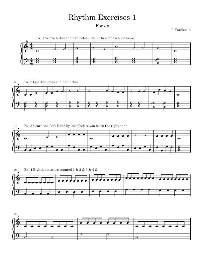 Rhythm Exercises 1 Sheet music for Piano (Solo) Easy | Musescore.com