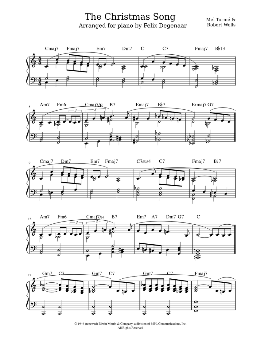 The Christmas Song Sheet music for Piano (Solo) | Musescore.com