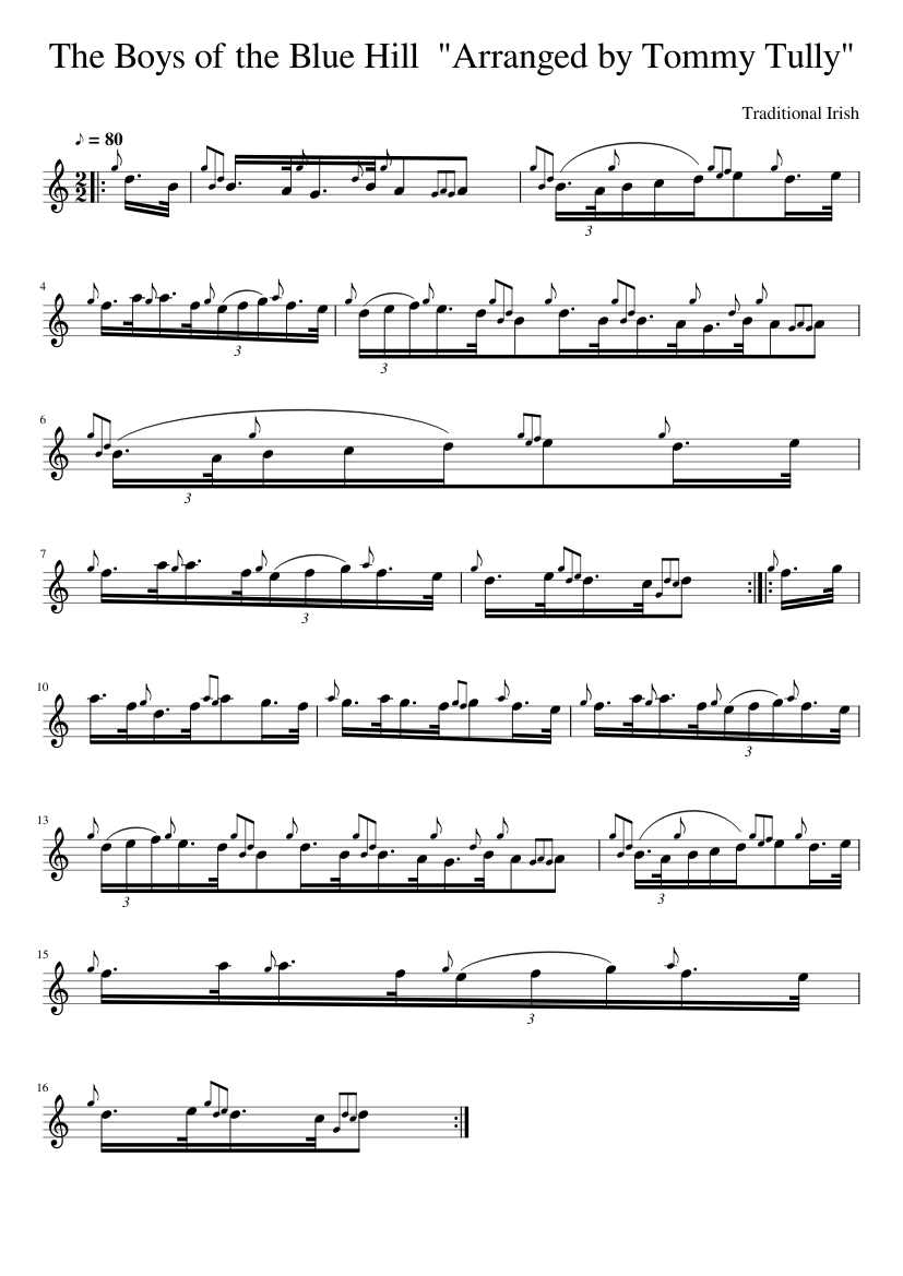 Traditional music - The Boys of the Blue Hill "Arranged by Tommy Tully ...