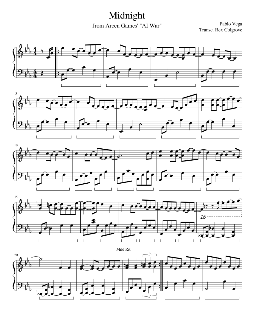 Midnight Sheet music for Piano (Solo) | Musescore.com
