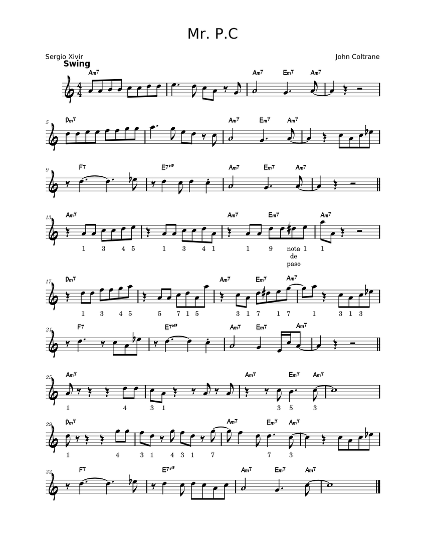 Mr pc – John Coltrane Mr. P - piano tutorial