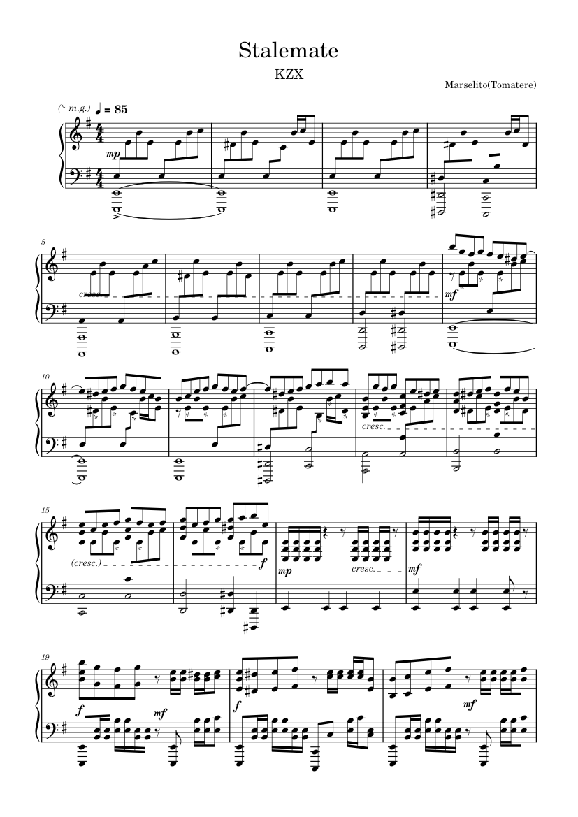 Stalemate (Grief) Piano arr. Sheet Music for Piano (Solo) | MuseScore.com