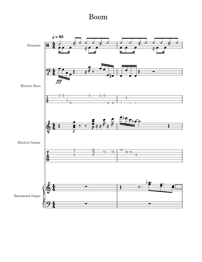 KaBoom Sheet music for Organ, Guitar, Bass guitar, Drum group (Mixed ...