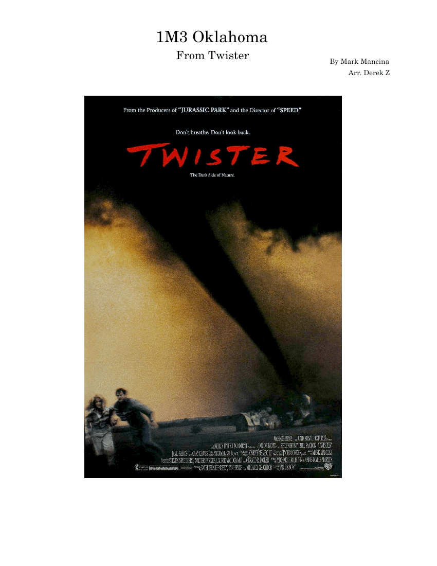 1M3 Oklahoma (From Twister) - By Mark Mancina/Arr. Derek Z Sheet Music ...