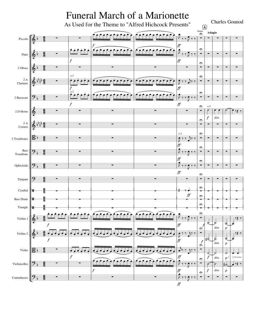 Funeral March of a Marionette Sheet music for Trombone, Cornet ...