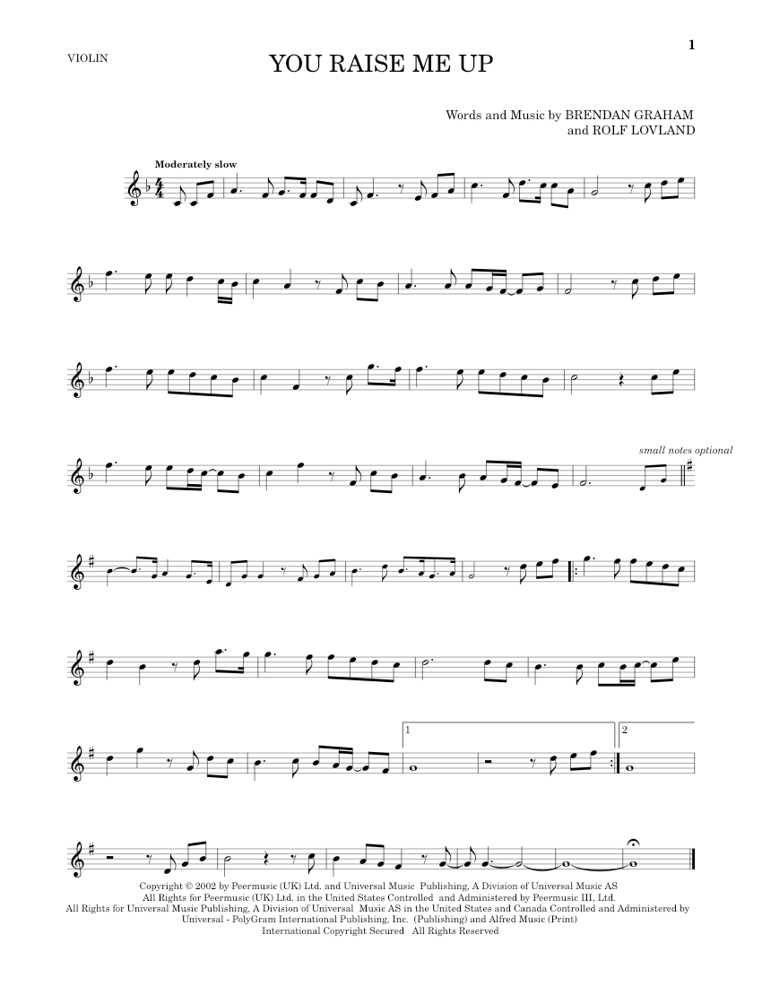 Play Official version of You raise me up Sheet Music by Josh Groban for ...