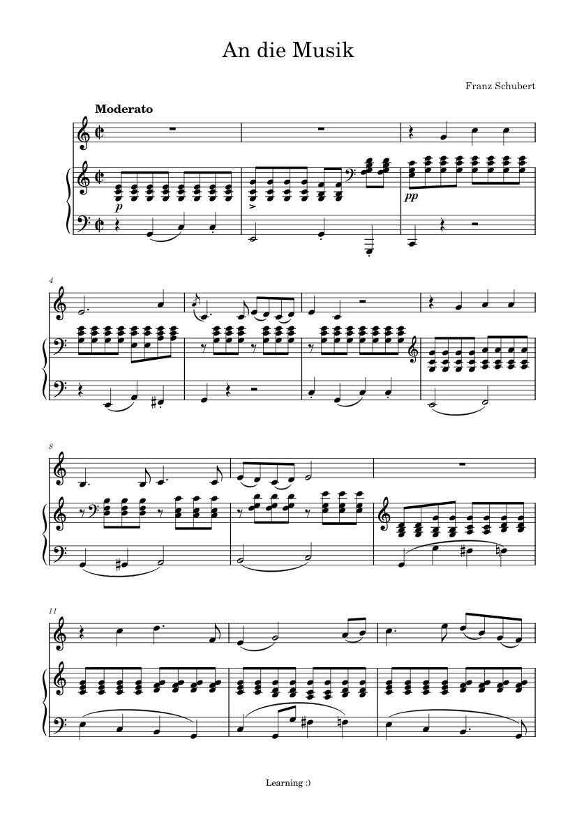 An die Musik, D.547 – Franz Schubert An die Musik Sheet music for Piano ...