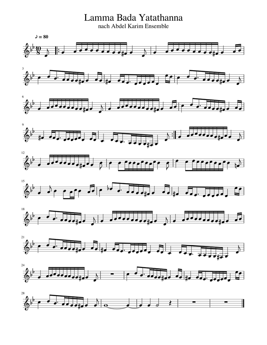 Lama Bada Sheet music for Oboe (Solo) | Download and print in PDF or MIDI free sheet music ...