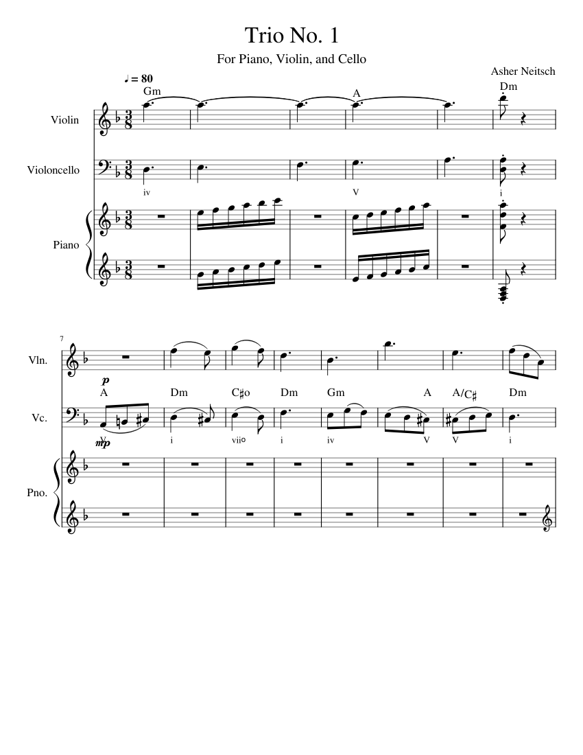 Piano Trio No. 1 Sheet music for Piano, Violin, Cello (Piano Trio ...