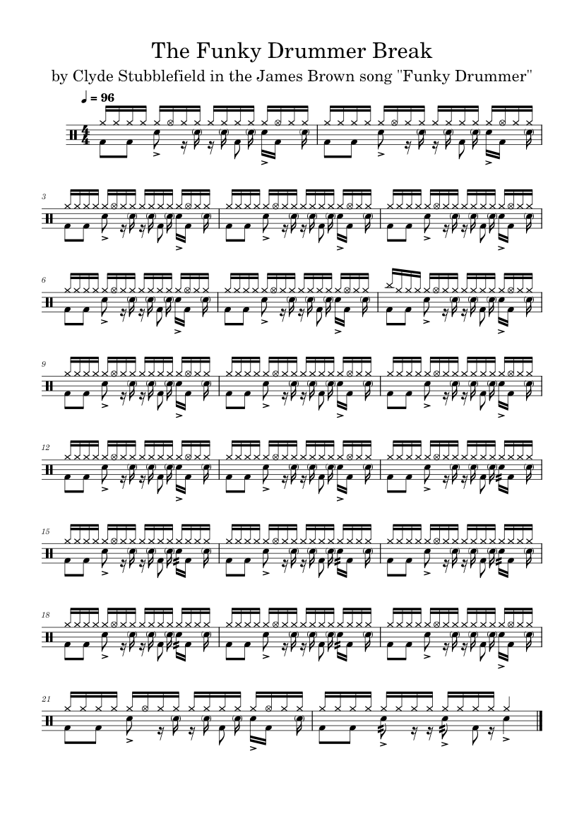 The Funky Drummer Break Drum Tab – James Brown Sheet Music for Drum ...