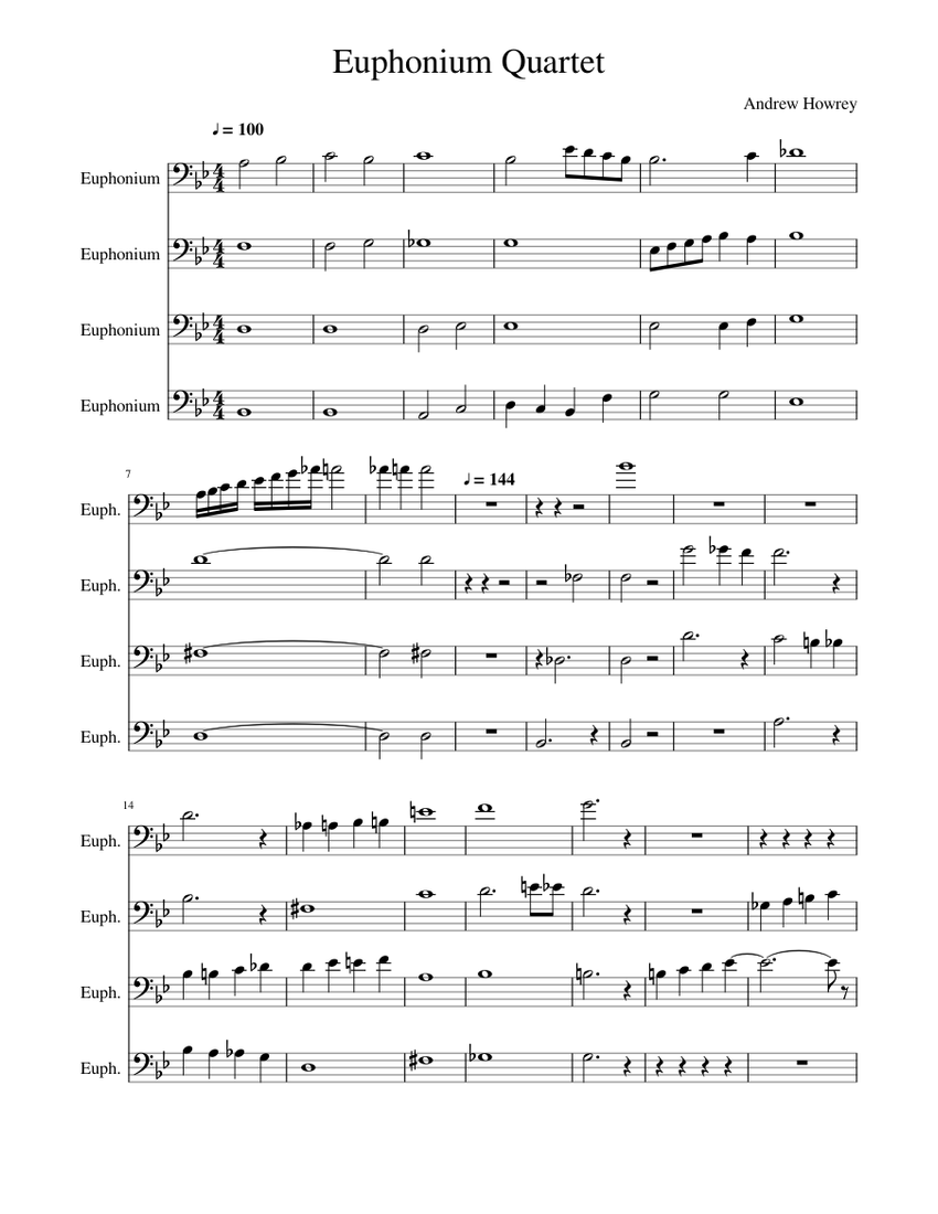 Euphonium Quartet Sheet music for Euphonium (Mixed Quartet) | Musescore.com