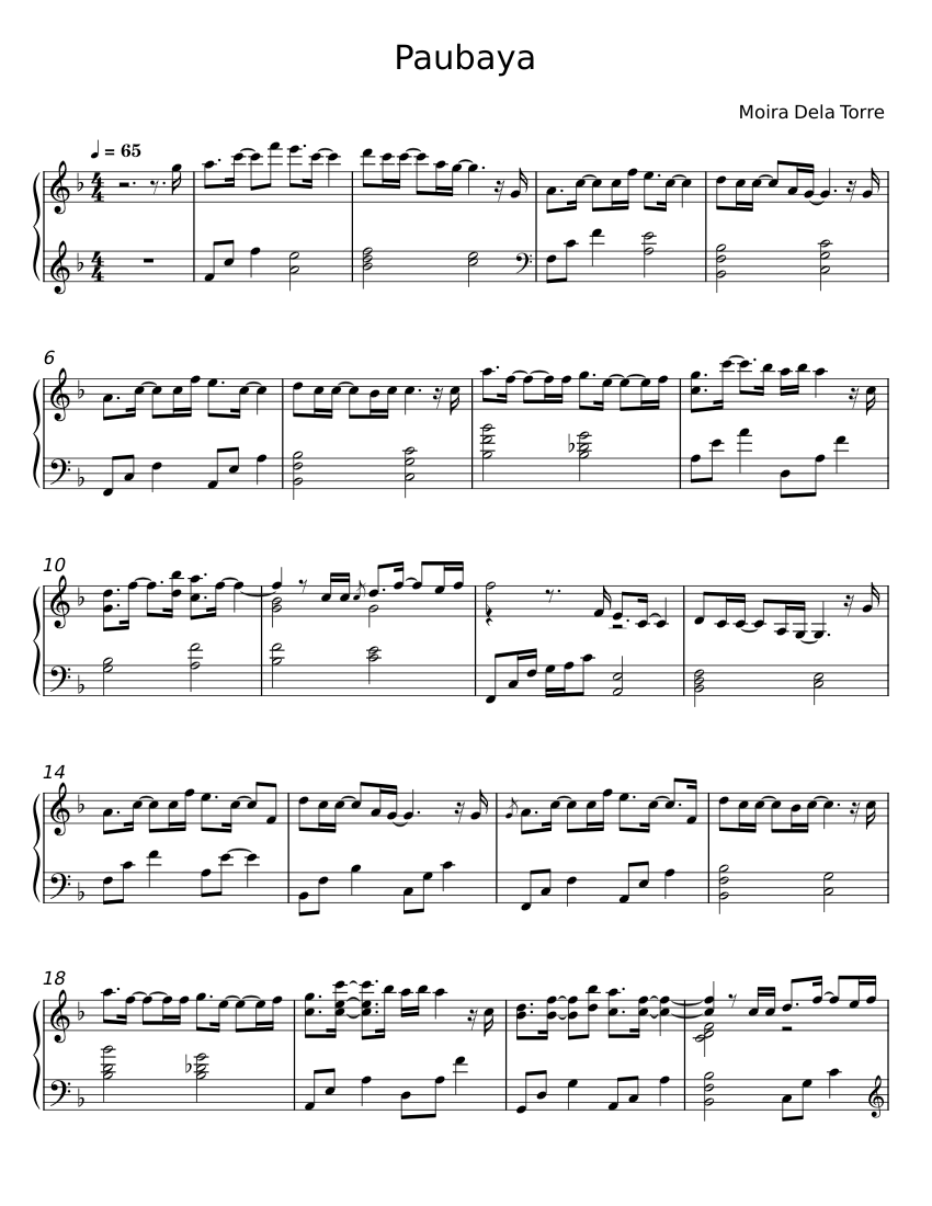 Paubaya - Moira Dela Torre Sheet Music for Piano (Solo) | MuseScore.com