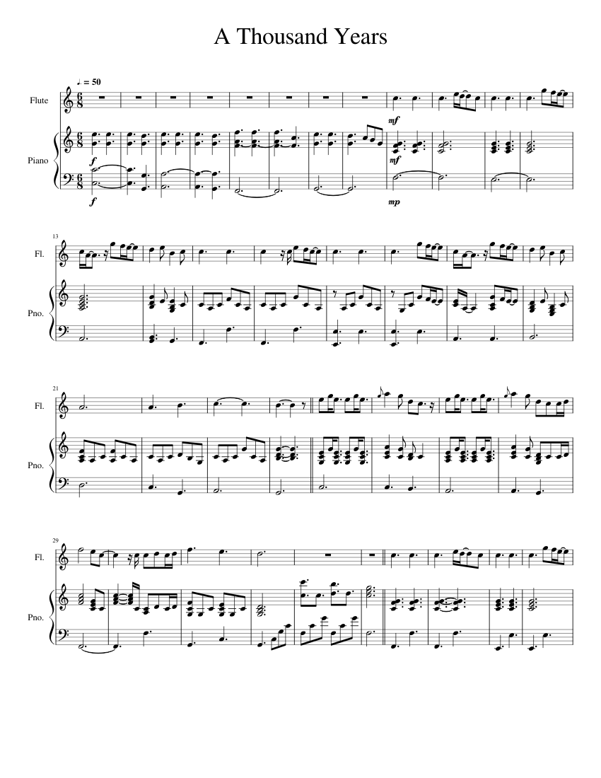 A_Thousand_Years Sheet music for Piano, Flute (Solo) | Musescore.com
