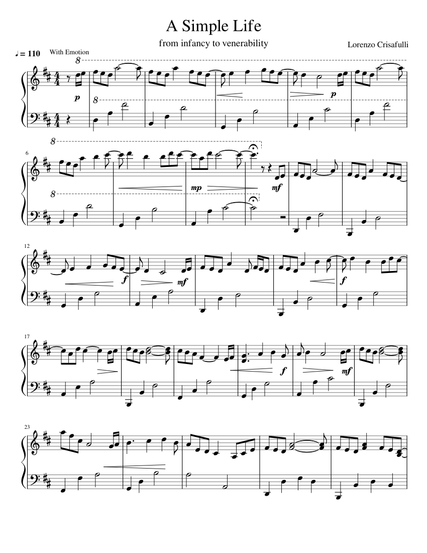 A Simple Life Sheet music for Piano (Solo) | Musescore.com
