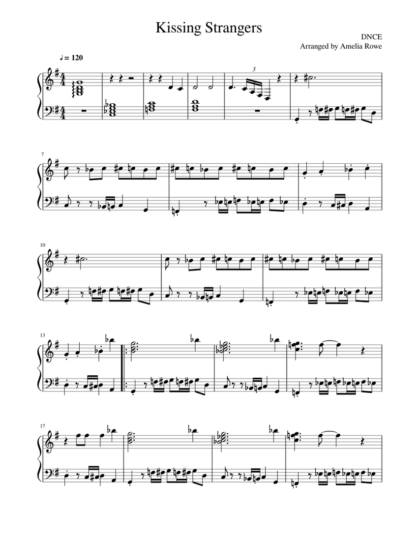 DNCE - Kissing Strangers Sheet music for Piano (Solo) | Download and ...