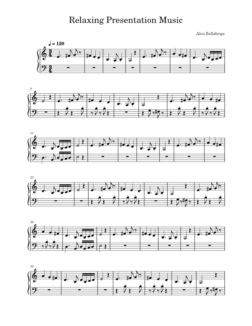 Relaxing_Presentation_Music Sheet music for Piano (Solo) | Musescore.com