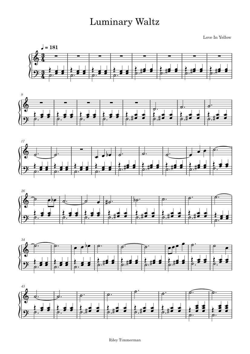 Luminary Waltz - Love In Yellow Sheet music for Piano (Solo ...