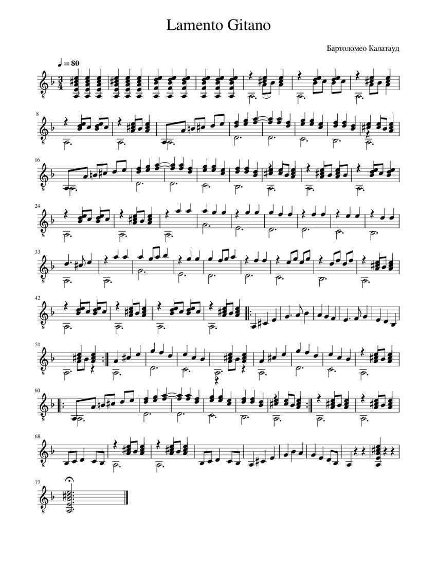 Lamento_Gitano Sheet music for Guitar (Solo) | Musescore.com