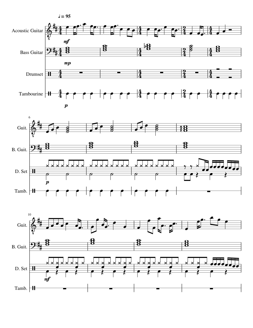 Mistakes Sheet music for Drum Group, Bass, Guitar, Tambourine (Mixed ...