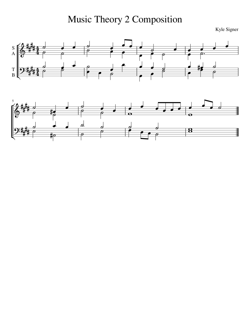 Music Theory 2 Composition Sheet music for Vocals (Choral) | Musescore.com