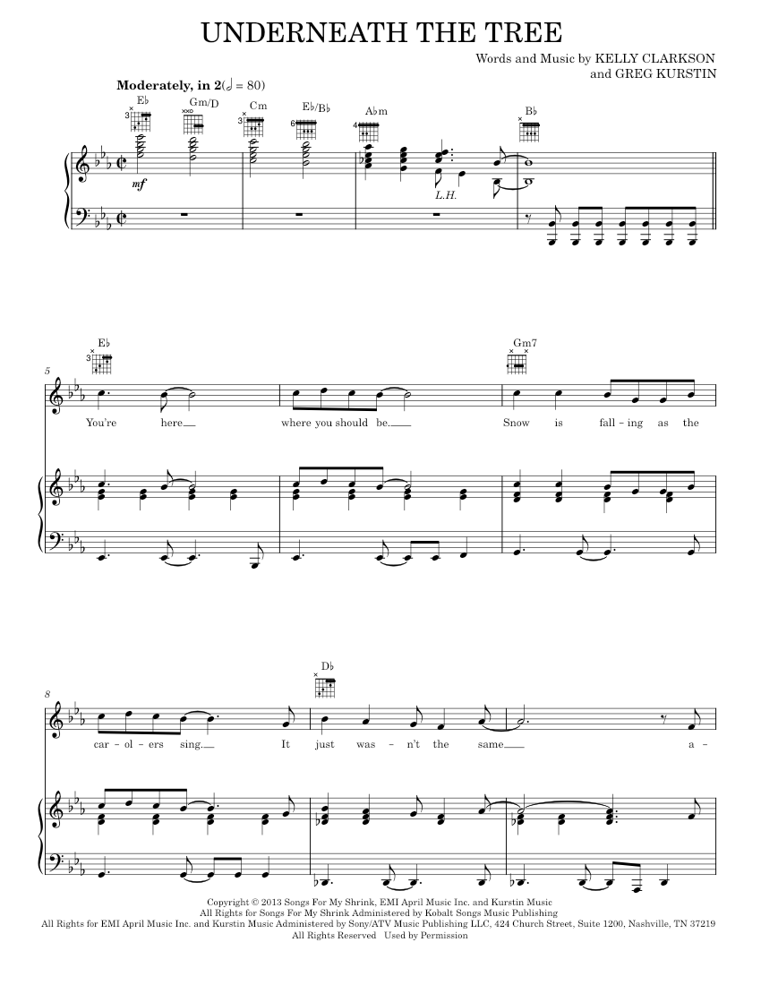 Play Official version of Underneath the tree Sheet Music by Kelly ...