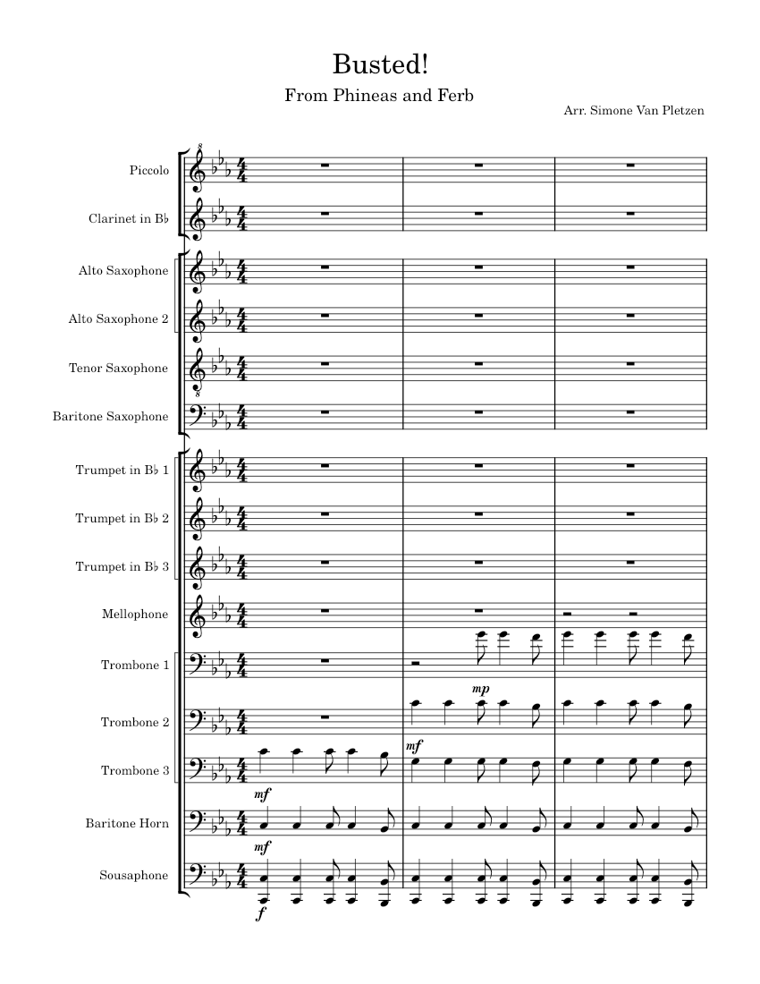 Busted Sheet music for Trombone, Tuba, Oboe, Saxophone alto & more ...