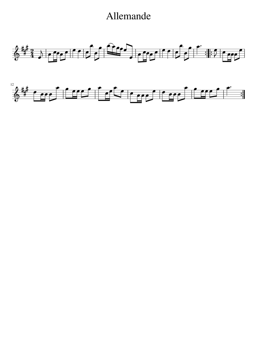 Allemande Sheet music for Piano (Solo) Easy | Musescore.com