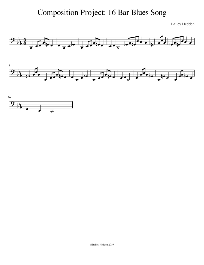 Composition Project: 16 Bar Blues Song Sheet music for Piano (Solo ...